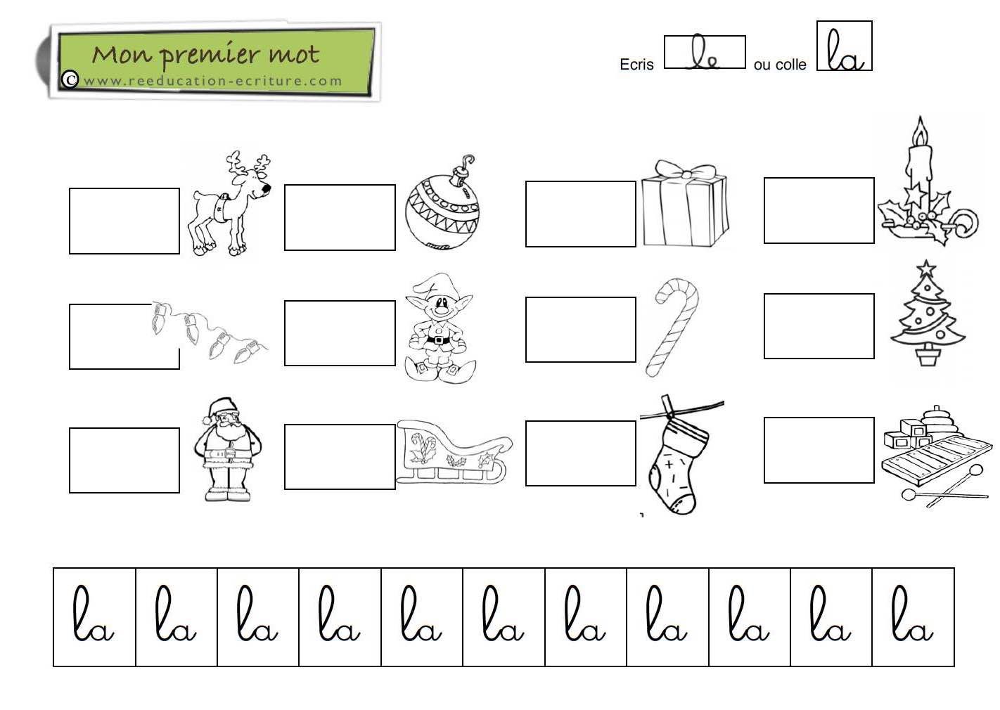 fichier de préparation à l'écriture cursive thème NOEL