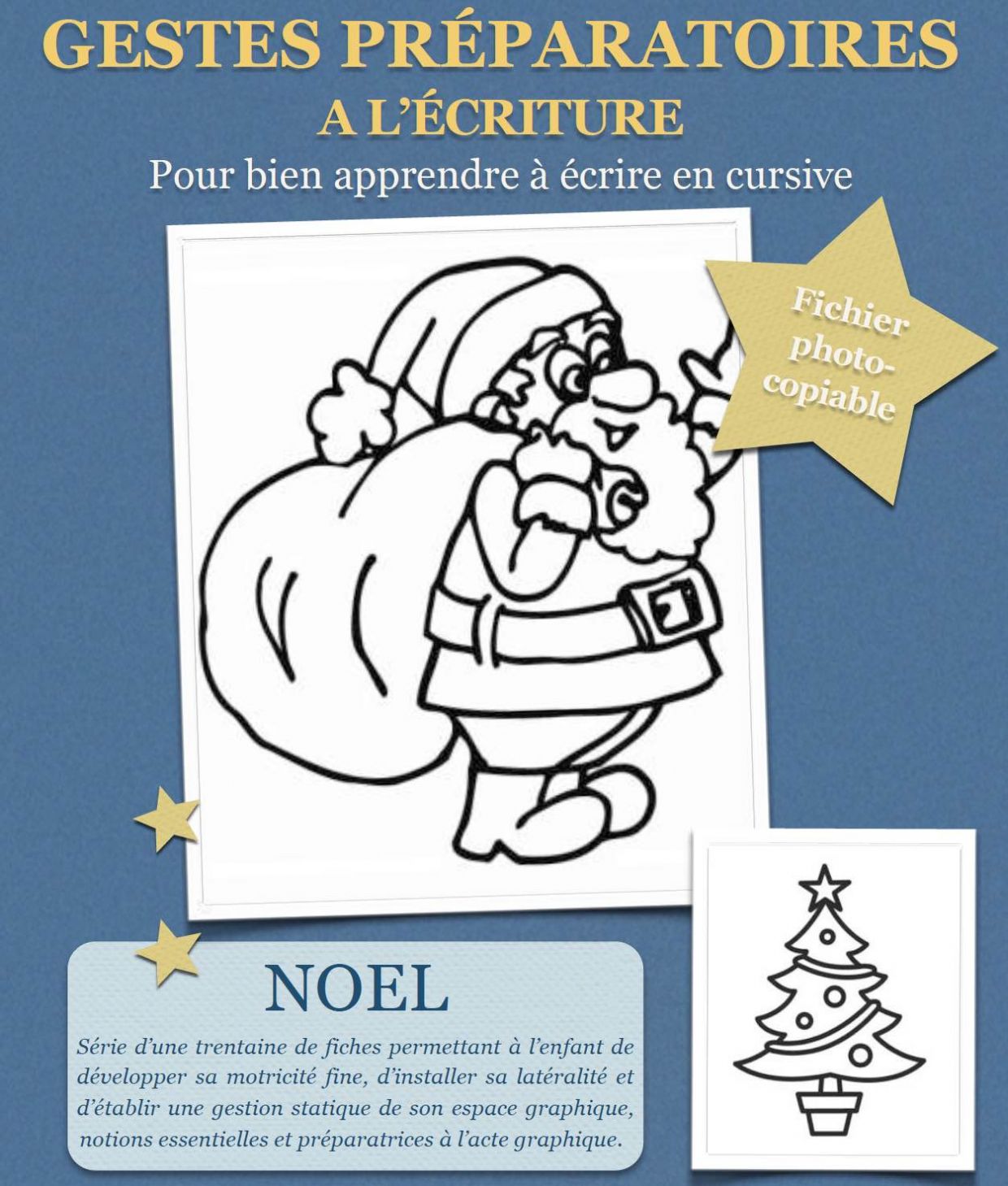 fichier de préparation à l'écriture cursive thème NOEL